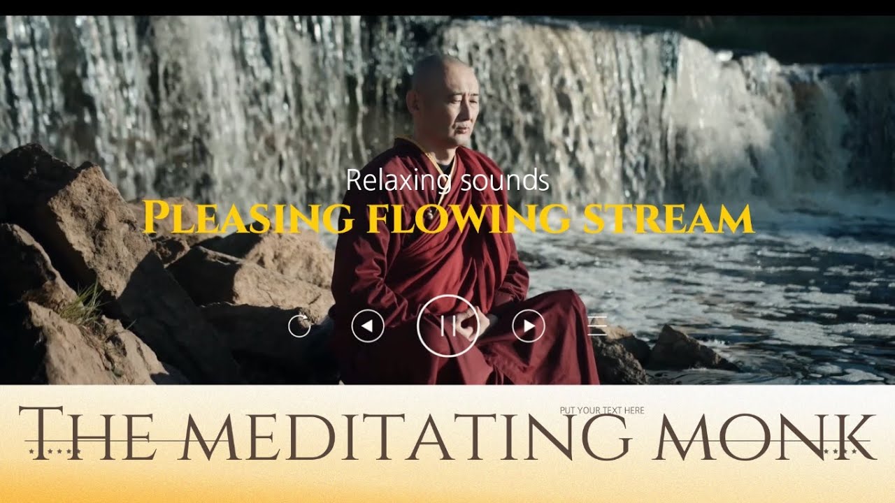Meditating monk with relaxing sound of water flowing in forest Soothing ...