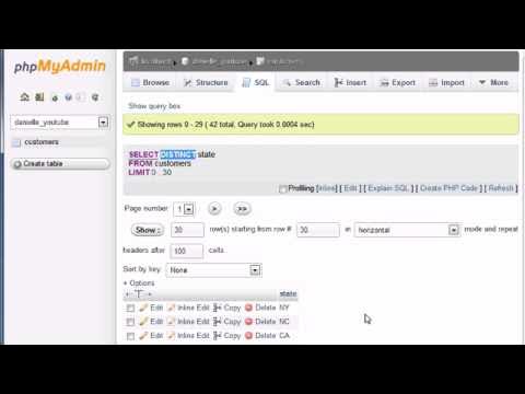 MySQL Database Tutorial - 7 - DISTINCT and LIMIT - YouTube