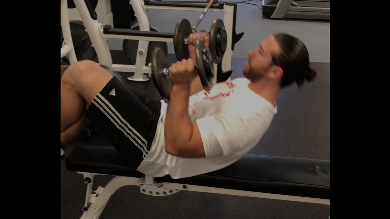 Flat Dumbbell Press Legs Up - YouTube
