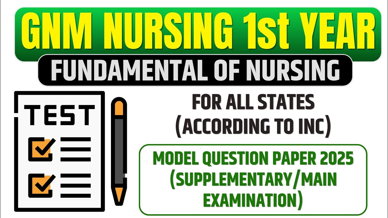 GNM 1st Year Fundamental Of Nursing Model Question Paper - 2 // GNM 1st ...