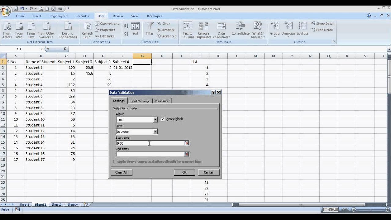 Data Validation Youtube