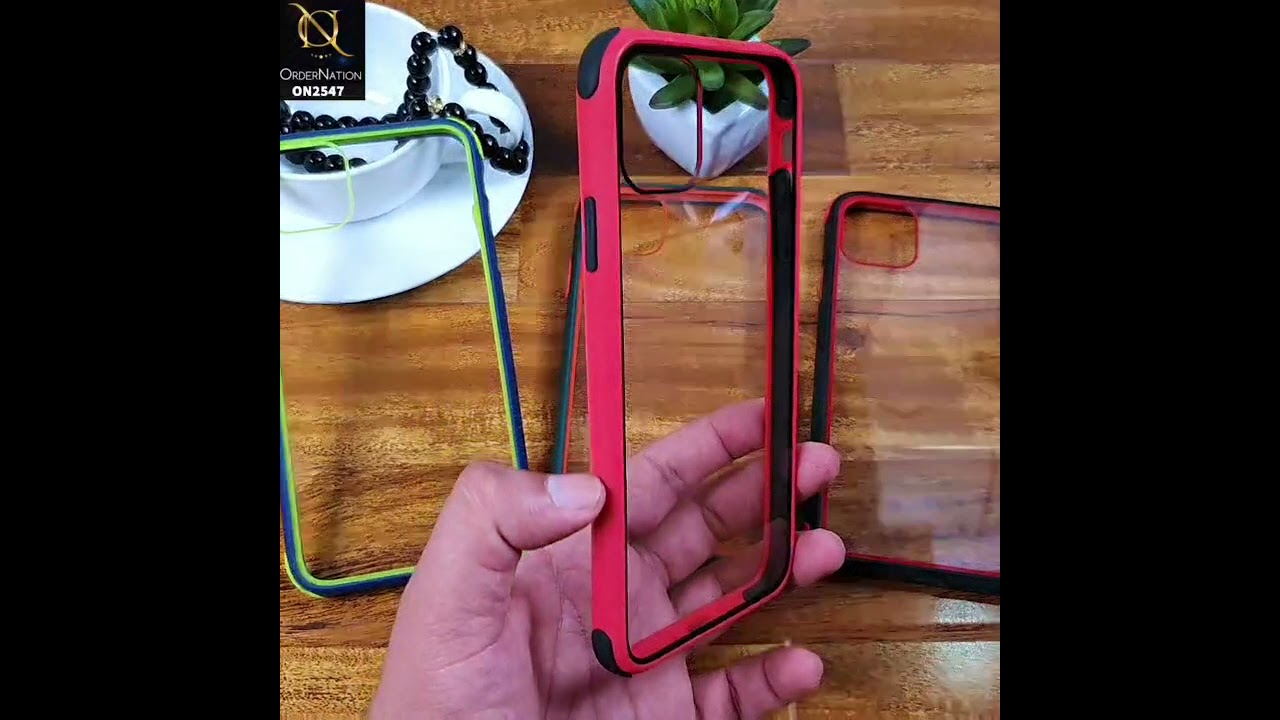 iPhone 11 Pro Max - Blue - Shiny Acrylic Anti-Shock Bumper Transparent ...
