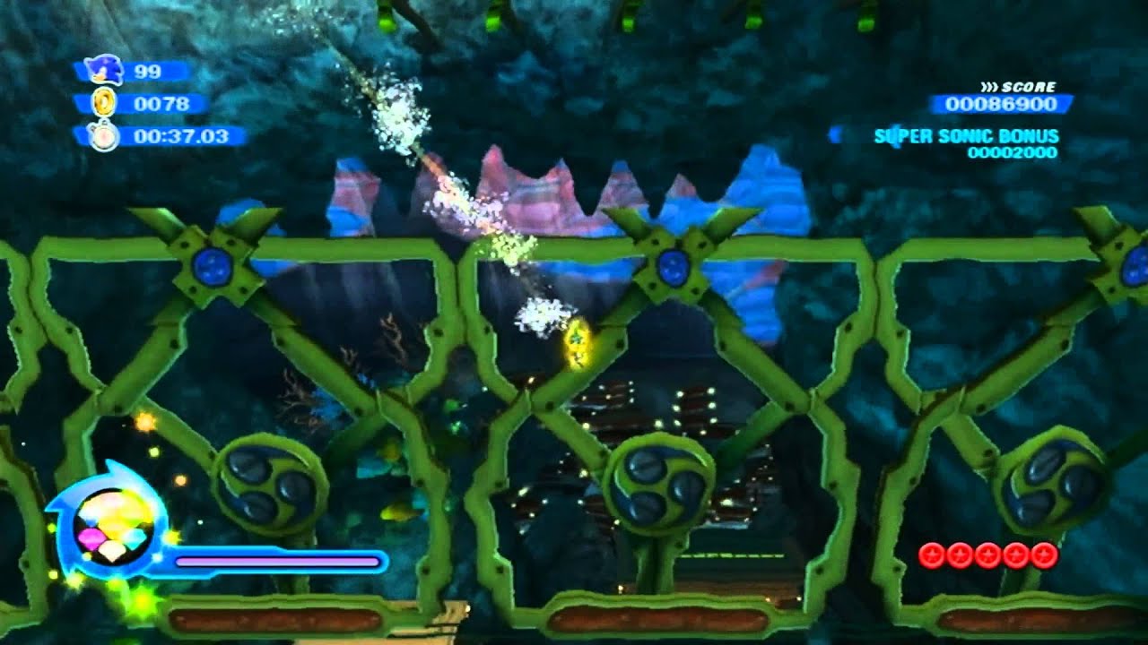 Sonic Colors (Wii): Aquarium Park - Act 1 - Super Sonic - Speed Run (1: ...