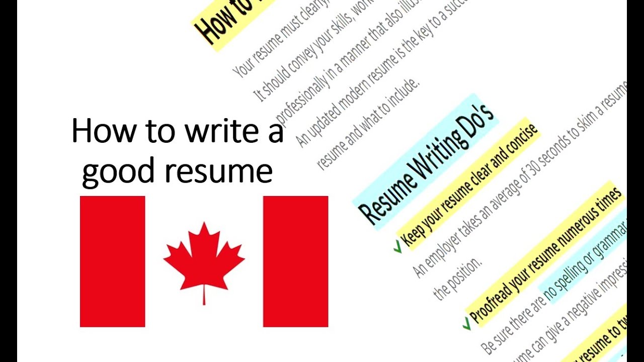 How to write a good Canadian Style Resume (CV) | Resume Writing Do's ...