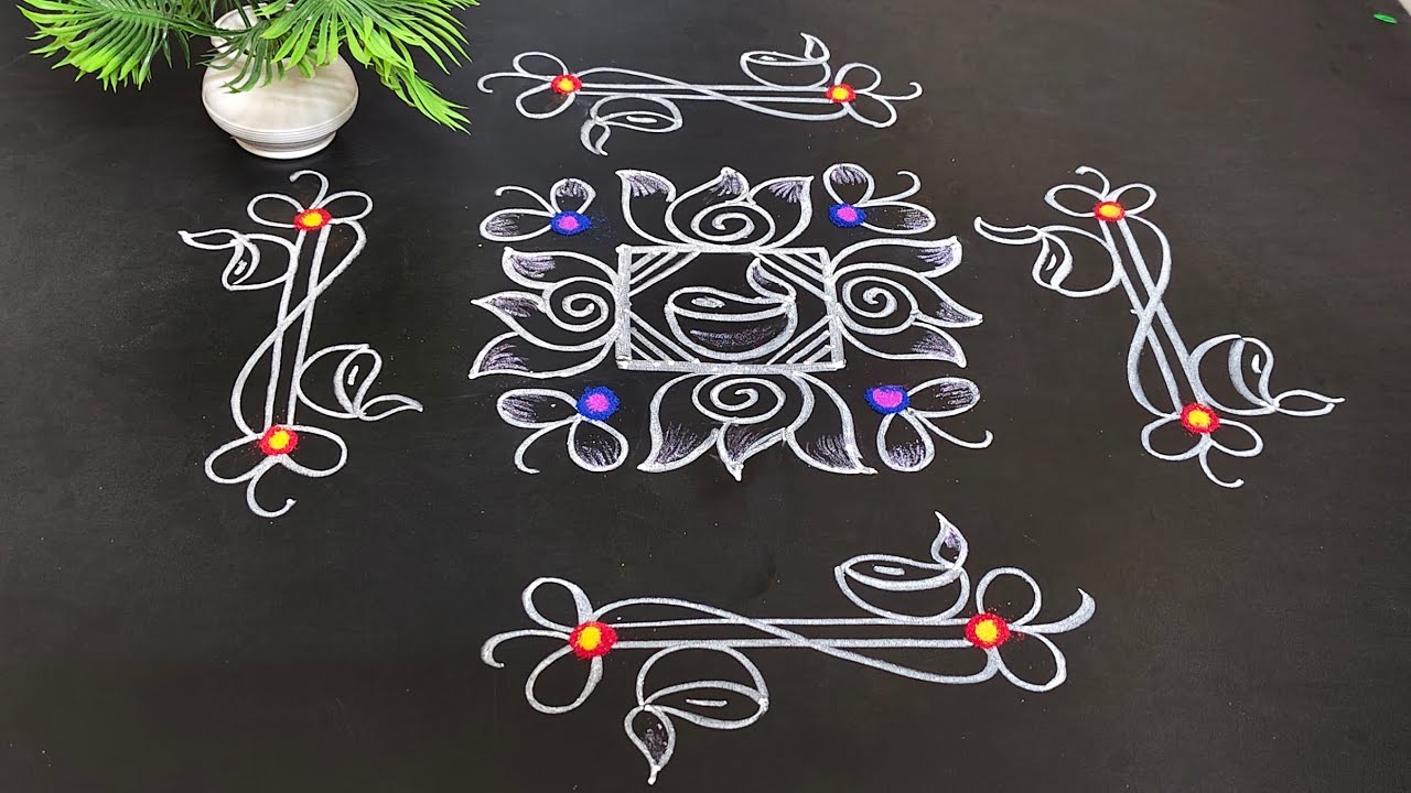 Diwali special rangoli with borders | friday rangoli | daily muggulu ...