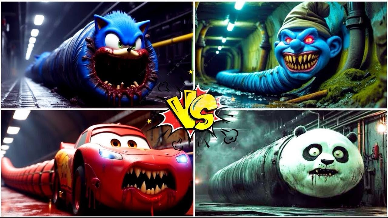 SONIC EXE EATER🆚 SMURF WORM🆚 Lightning McQueen🆚Kung Fu Panda Who Is ...