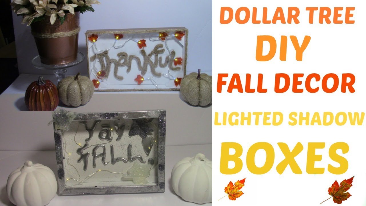 Dollar Tree DIY Fall Decor/Fall Lighted Shadow Box - YouTube