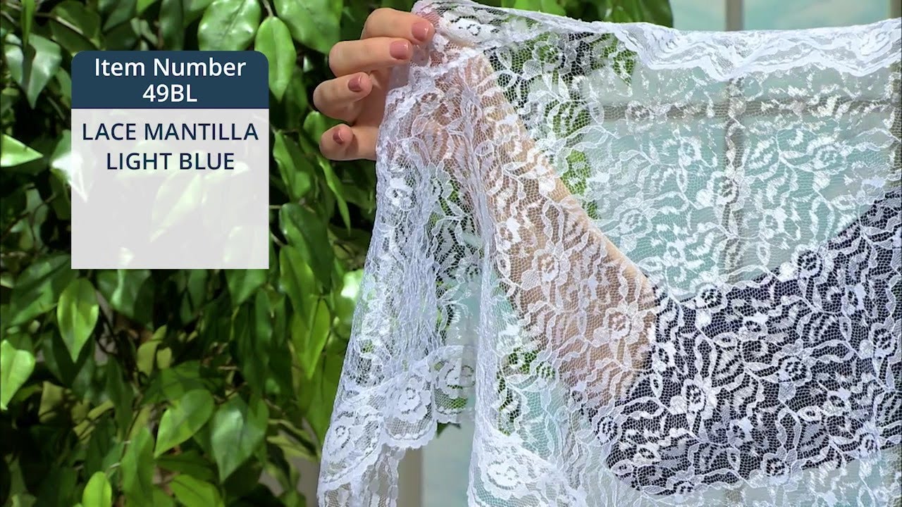 49BL_LACE MANTILLA LIGHT BLUE - YouTube