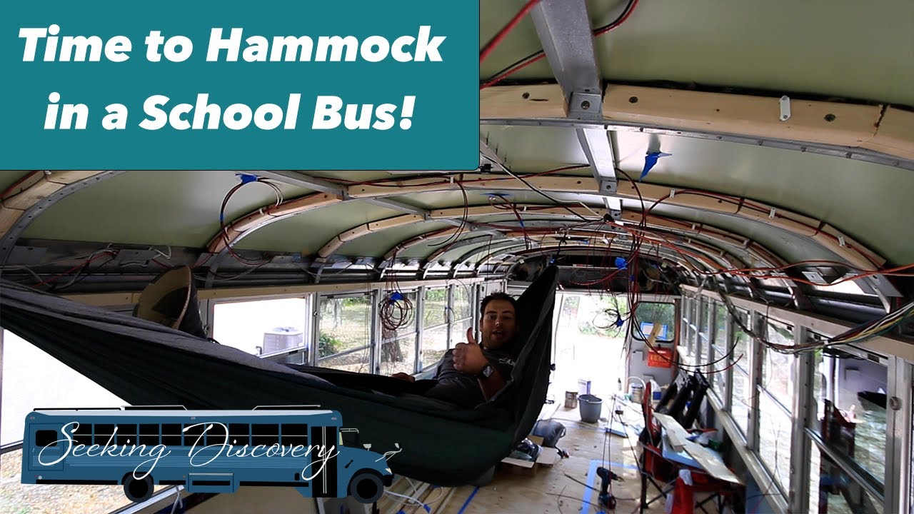 Installing Hammock Mounts in Bus! | School Bus Conversion | Skoolie ...