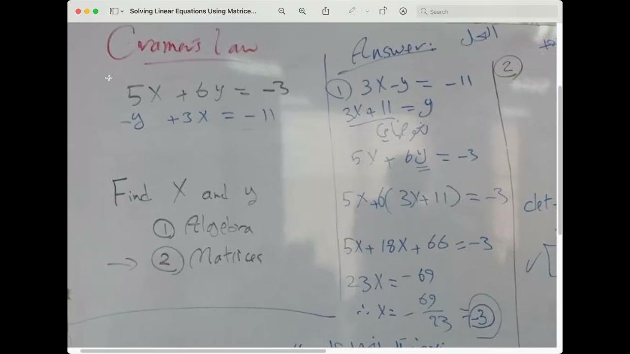 11 Matrices: Solving Linear Equations Using Matrices 2x2 - YouTube