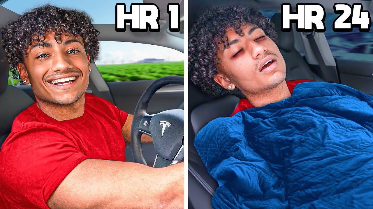I LIVED In My TESLA For 24 HOURS!! - YouTube