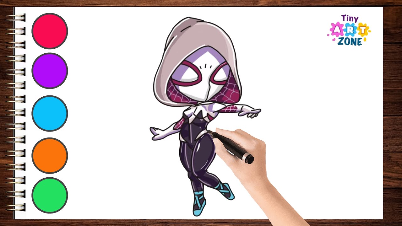 How to draw spider Gwen / How to draw spider woman / Tiny Art Zone ...