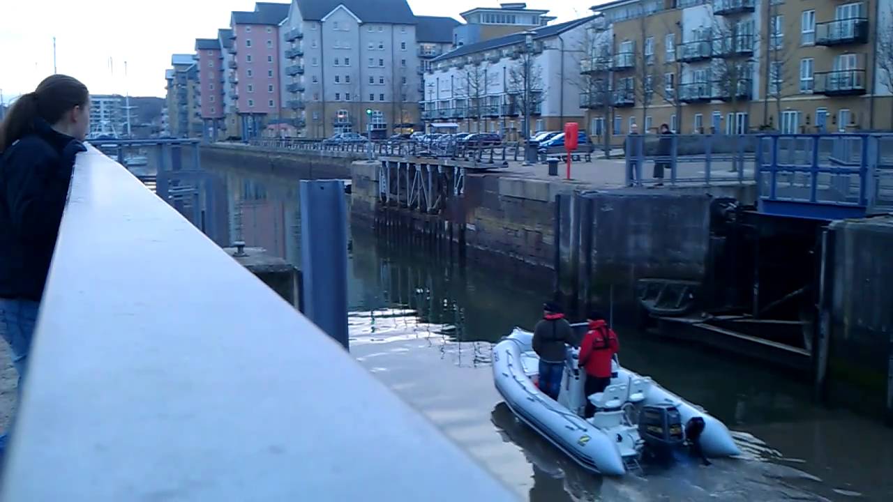 Portishead Quays Marina Lock - YouTube
