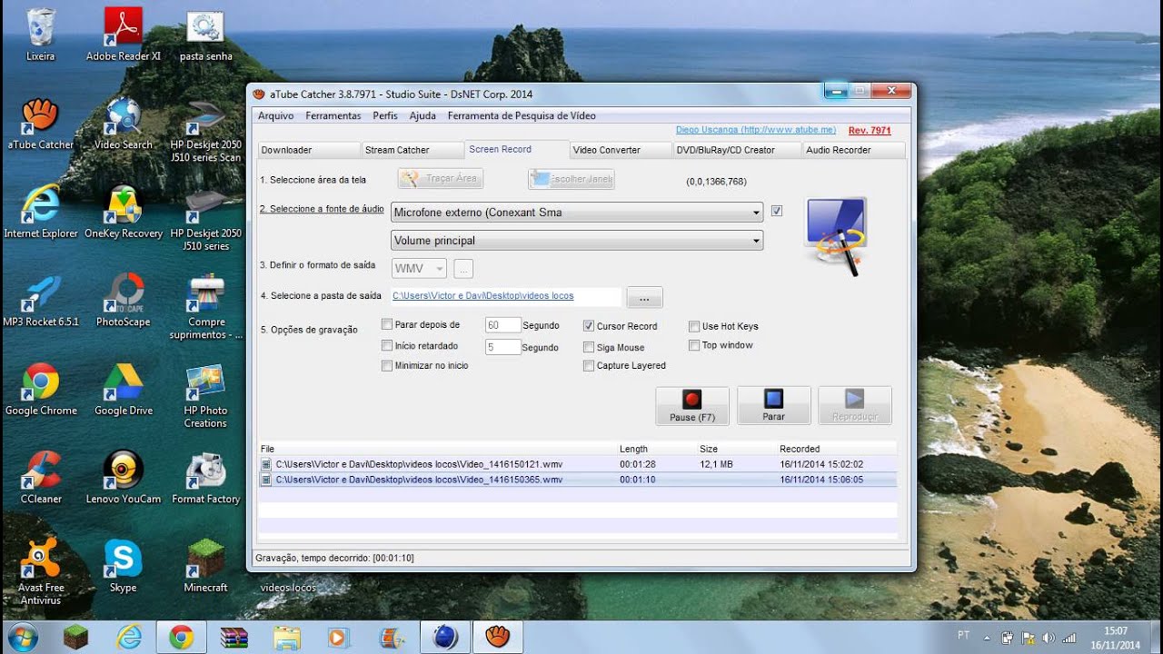 como por o cursor do mouse no atube catcher - YouTube