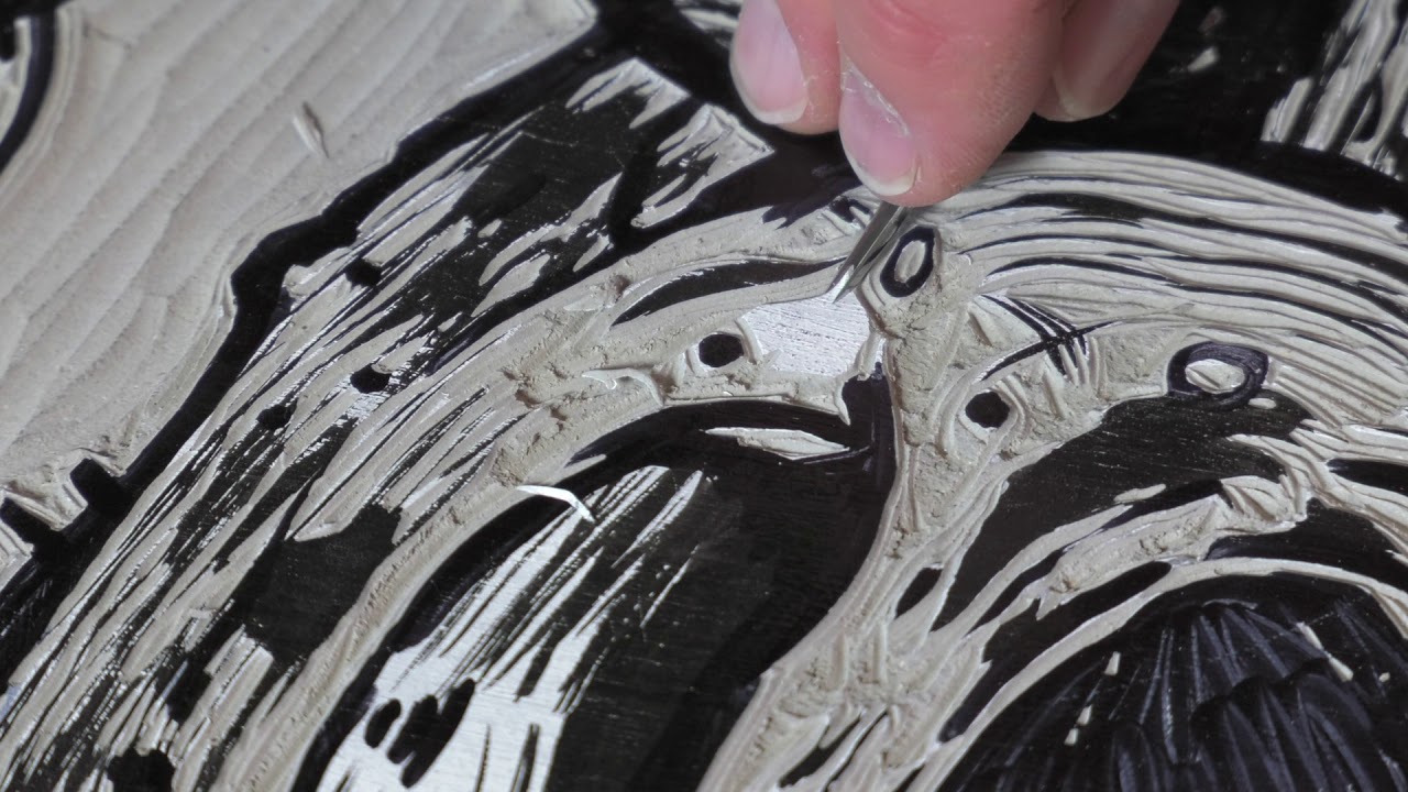 linoleum carving - YouTube