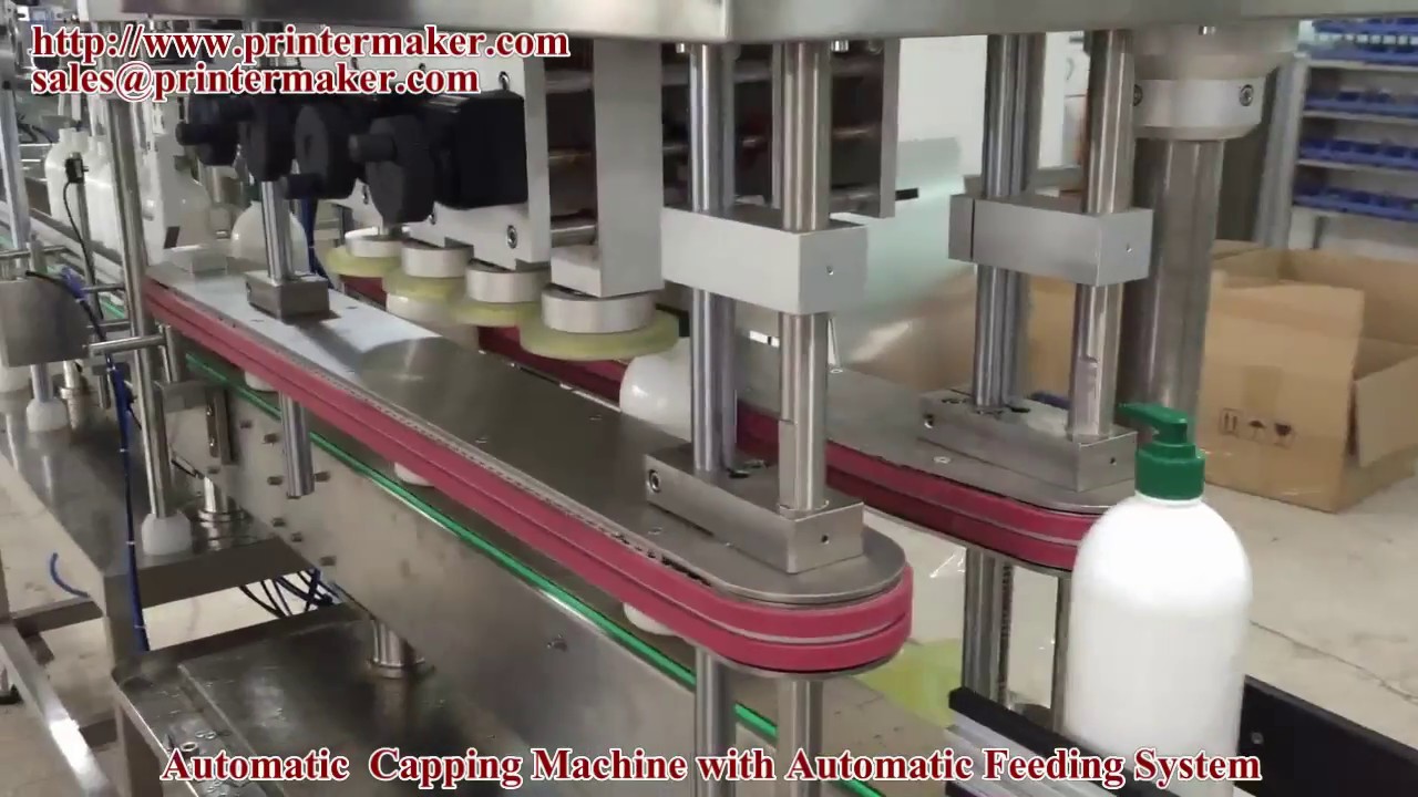 Automatic Capping Machine with Automatic Feeding System - YouTube