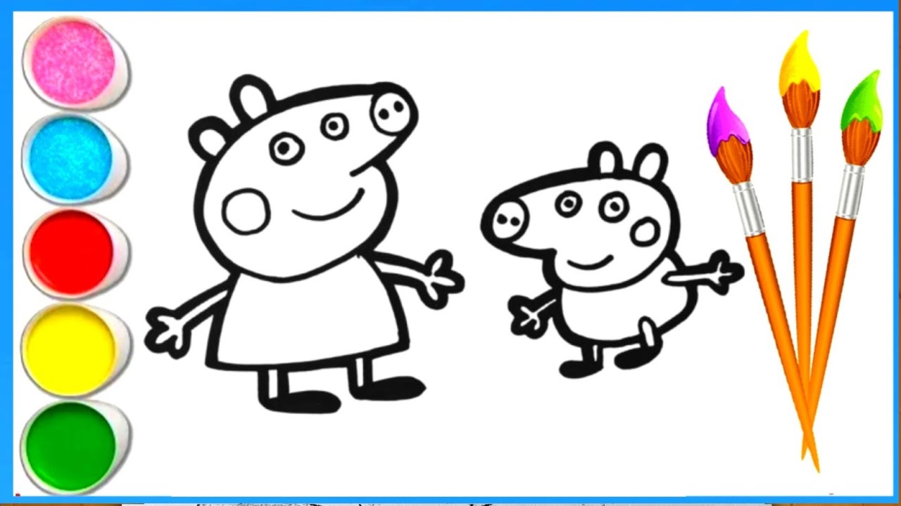 How to Draw Pappa Pig and George | painting for kids, toddlers | Peppa ...