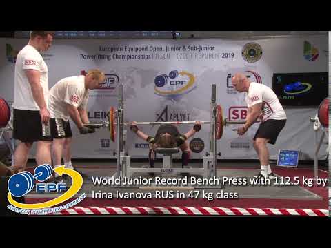 World Junior Record Bench Press with 112.5 kg by Irina Ivanova RUS in 47 kg class