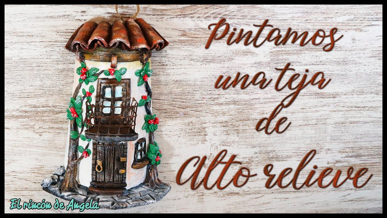 Como pintar una TEJA DECORADA con ALTO RELIEVE🔴diy manualidades - YouTube