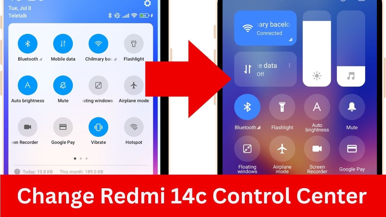 New Control Center | Redmi 14c Control Center Settings | Change Control ...