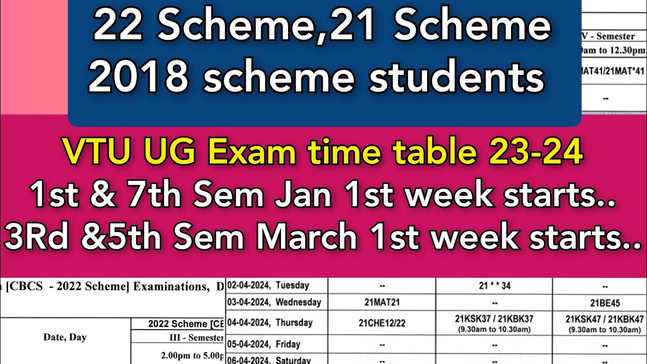 Vtu Ug Exam Timetable 23 24 7th5th3rd1st Sem Janmarchgood Luckall Announced Youtube
