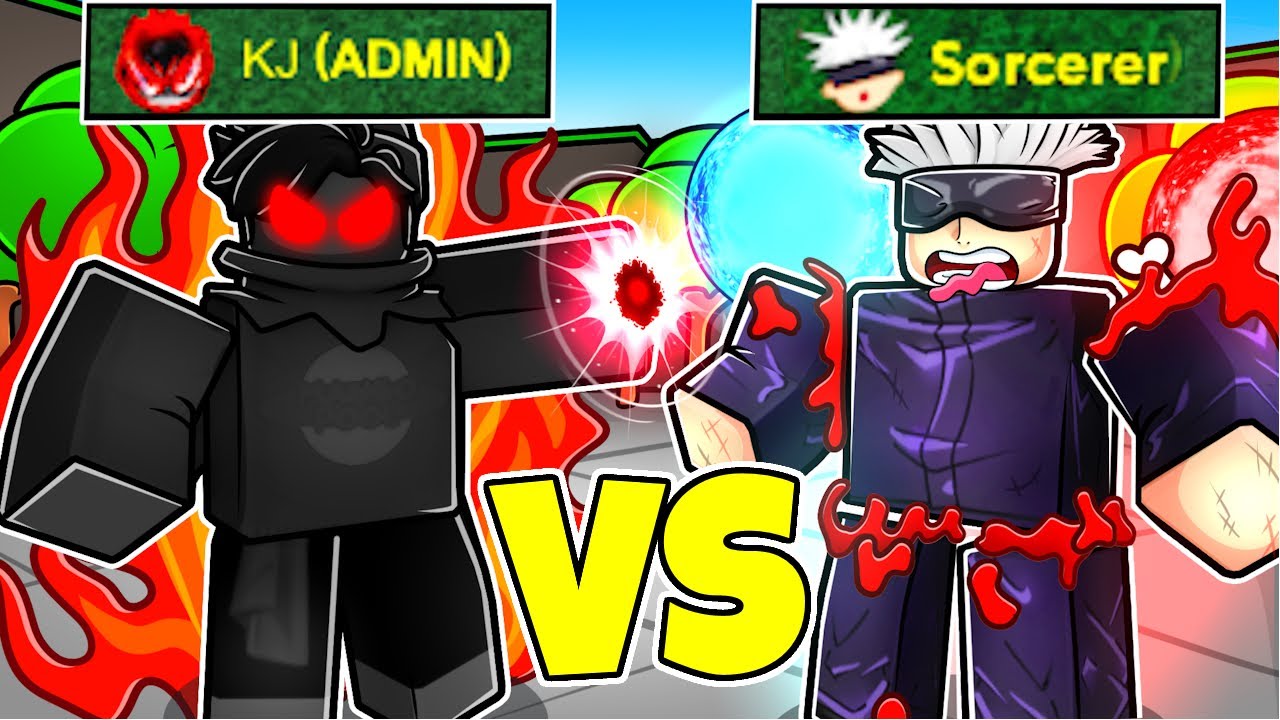 GOJO vs ADMIN KJ MOVESET In The Strongest Battlegrounds - YouTube