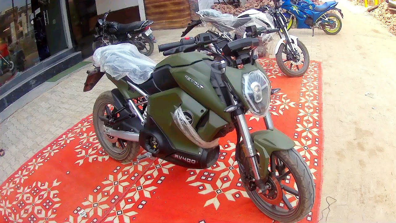revolt rv400 new model military green on road price detail - YouTube