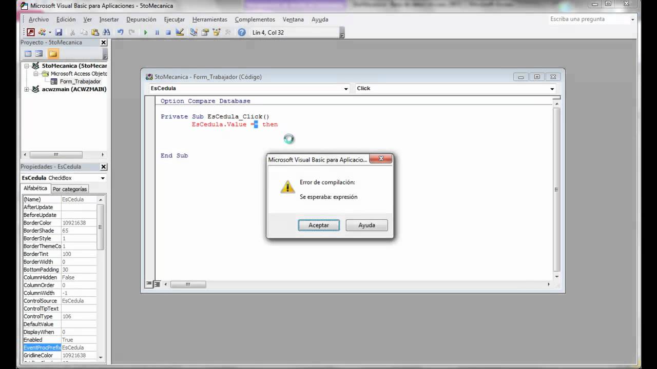 Programacion de CheckBox en Access usando VB - YouTube