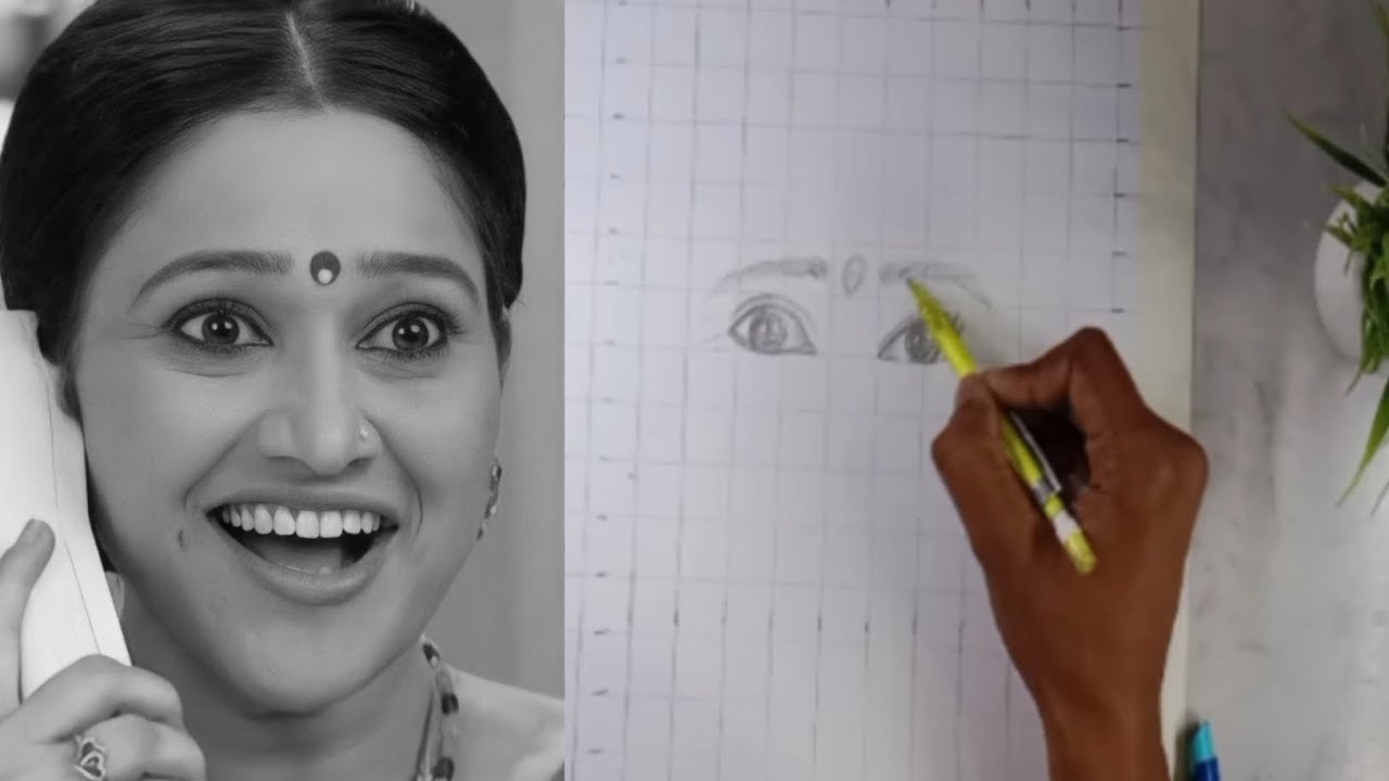 how to draw outline daya ben Tarak Mehta ulta chashma draw step by step ...