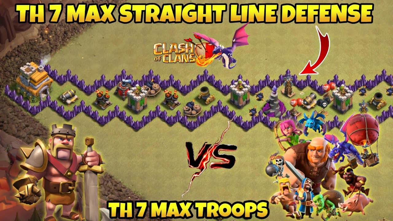 Th 7 Straight Line Max Defense Vs Max Troops 🤯||Clash Of Clans - YouTube