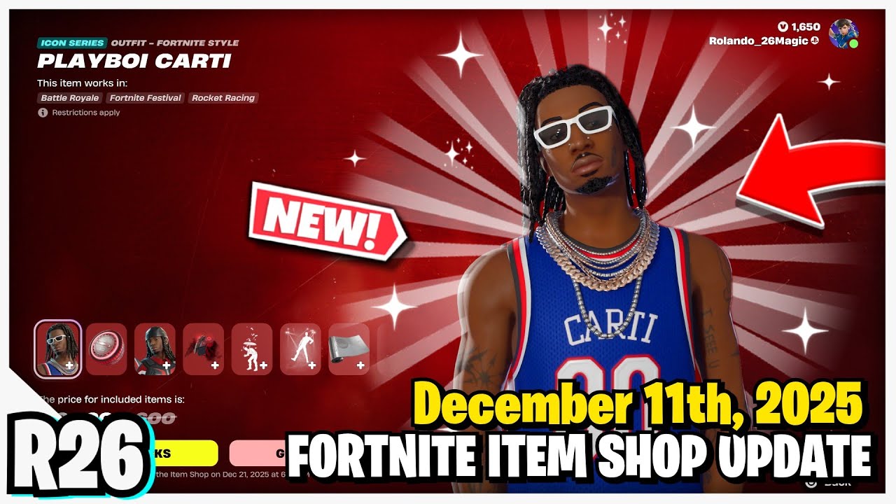 PLAYBOI CARTI SKINS & 6 7 EMOTE! - Fortnite Item Shop (December 11th ...