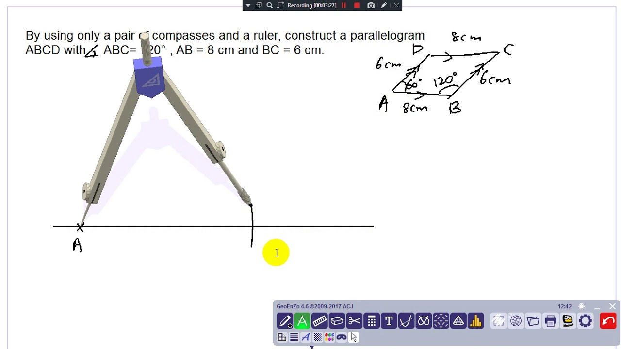 KSSM Form 1 Geometrical construction (parallelogram) - YouTube