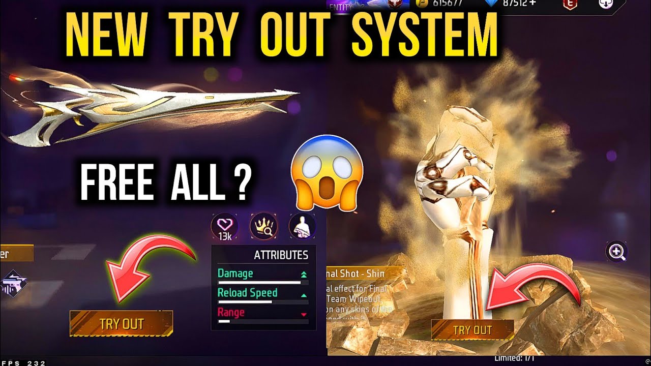 New Try Out System - Free All Gun Skins? Free Fire Try Out - YouTube