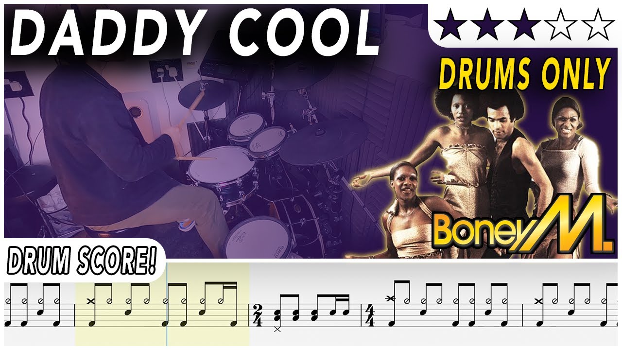Daddy Cool (DRUMS ONLY) - Boney M. | DRUM SCORE Sheet Music Play-Along | DRUMSCRIBE - YouTube