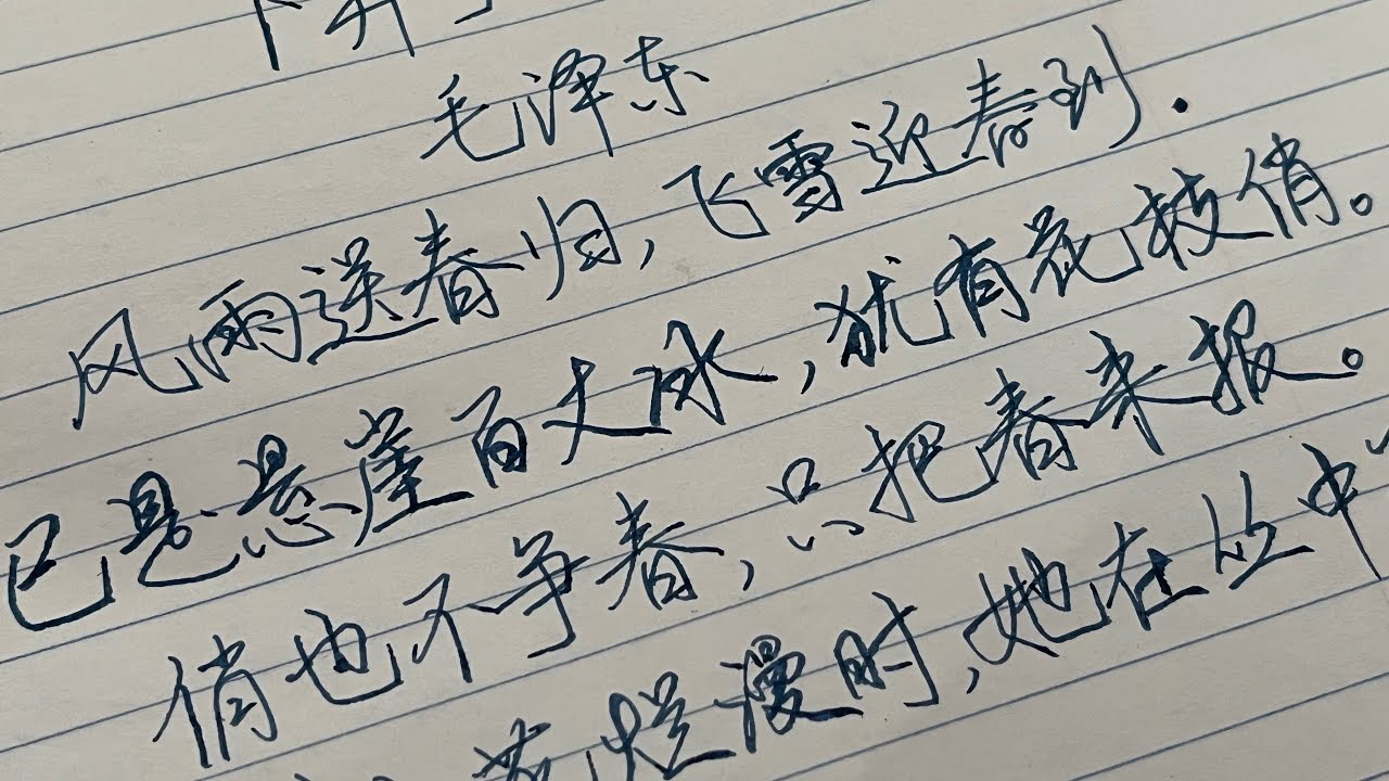 硬笔汉字书写｜经典诗词：卜算子·咏梅｜Hanzi Handwriting | Chinese Characters Calligraphy ...