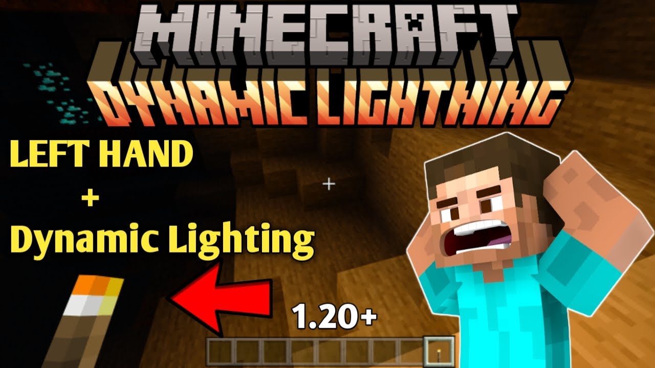 Minecraft PE/BE Dynamic Light + Left Hand Torch! | 1.21.82 ...