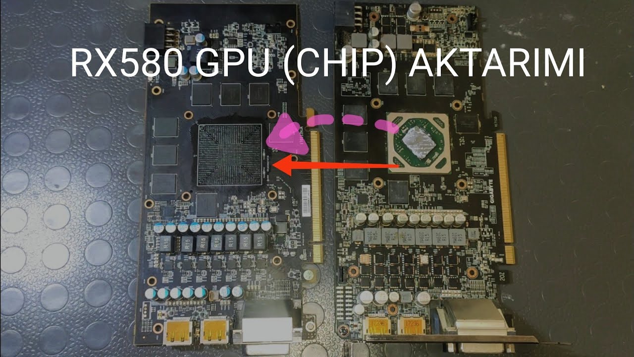 gigabyte rx580 4gb, his rx580 8gb gpu(chip) aktarma, vram degistirme ...