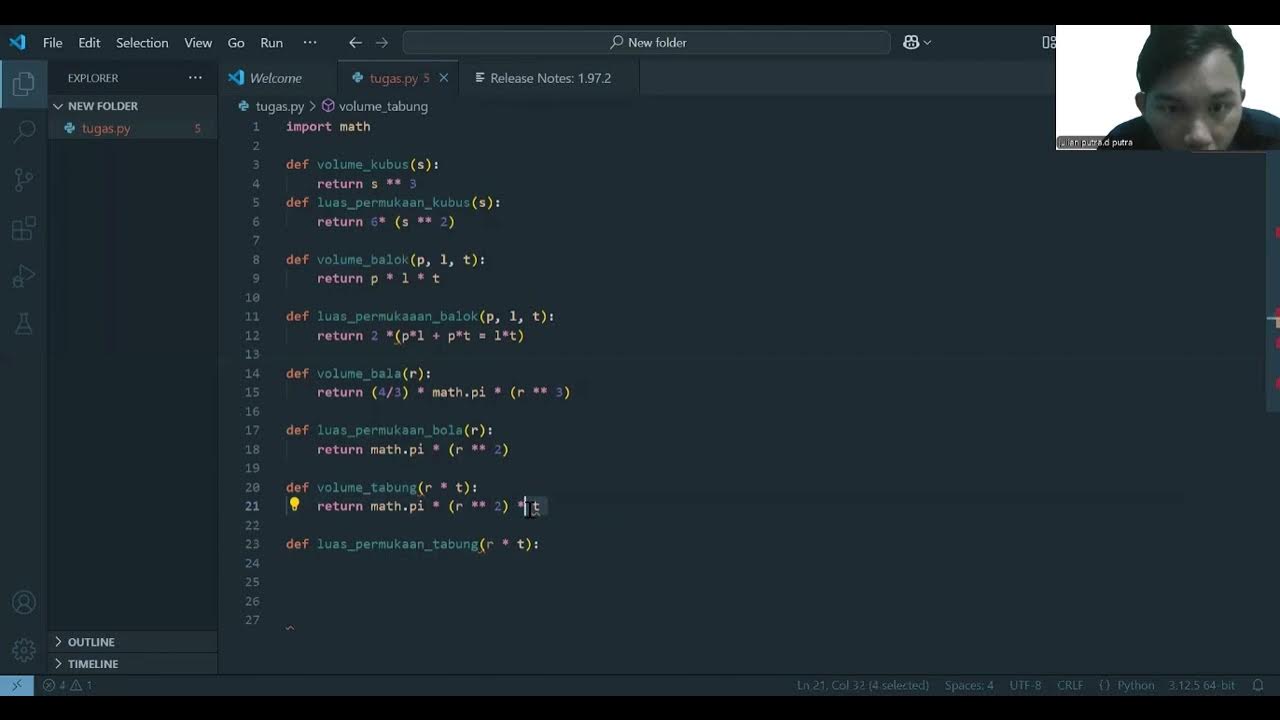 MENBUAT PROGAM PYTHON OPERASI MATEMATIKA DARI BANGUN RUANG MENGGUNAKAN ...