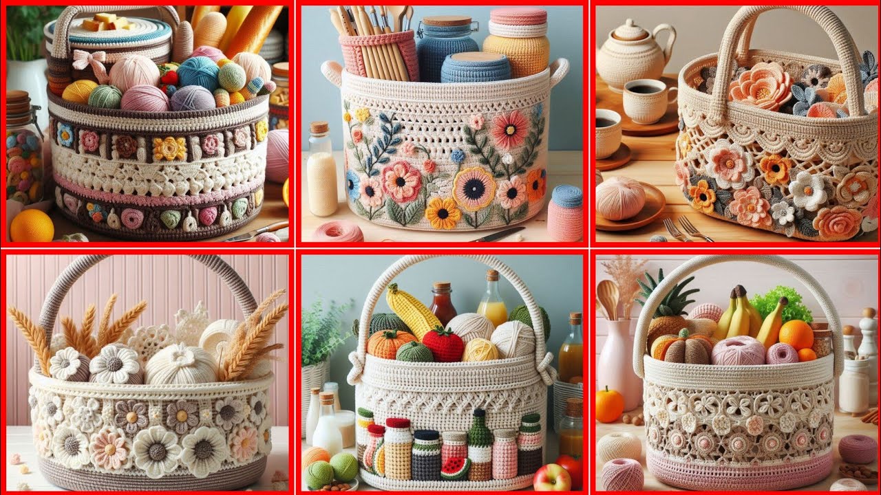 Handy Crochet Helper Versatile Vinyette Basket Functional Fabric Bin ...