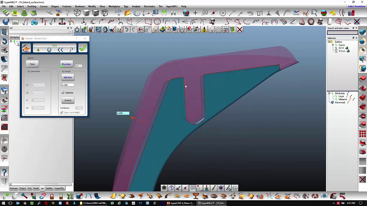 hyperCAD-S 2017.2 - Surface Extend with Filling Function - YouTube