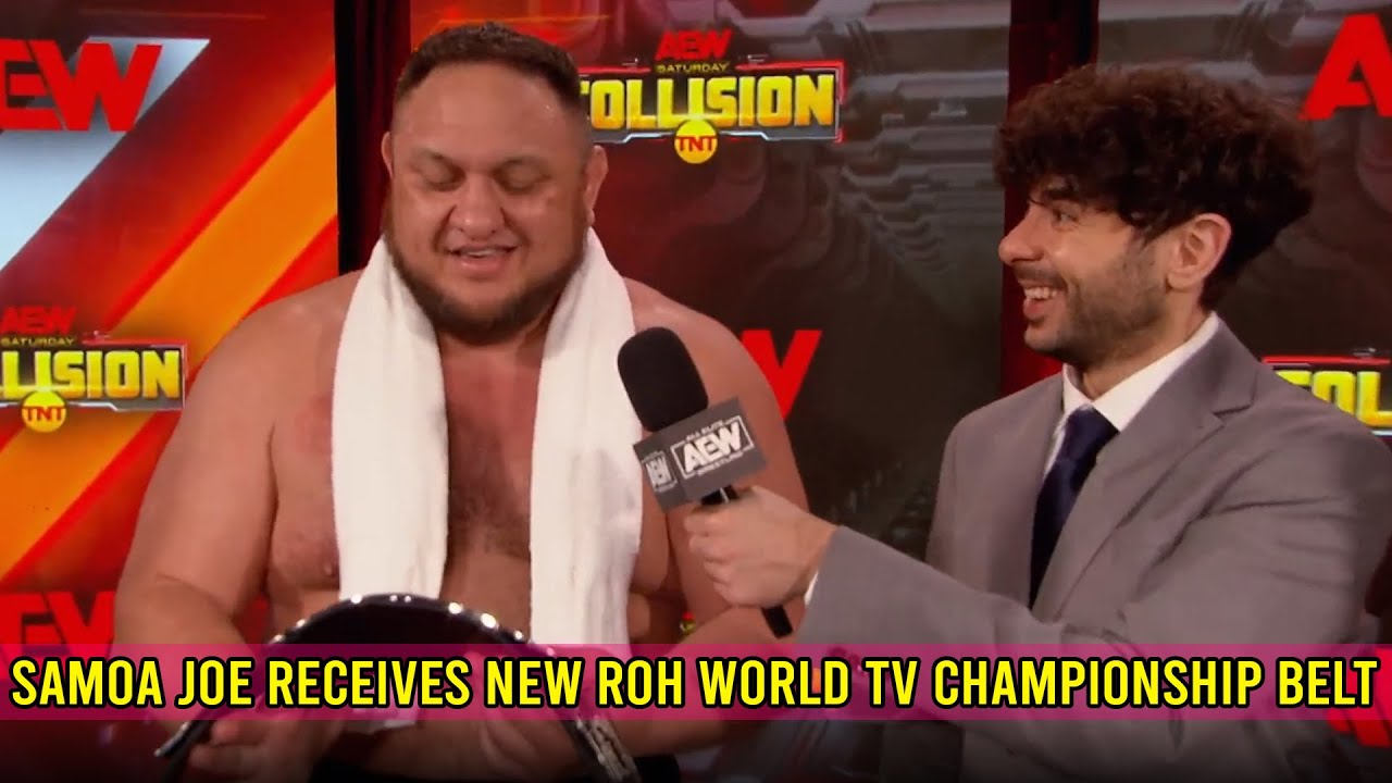 Samoa Joe Receives New ROH World TV Championship Belt - YouTube