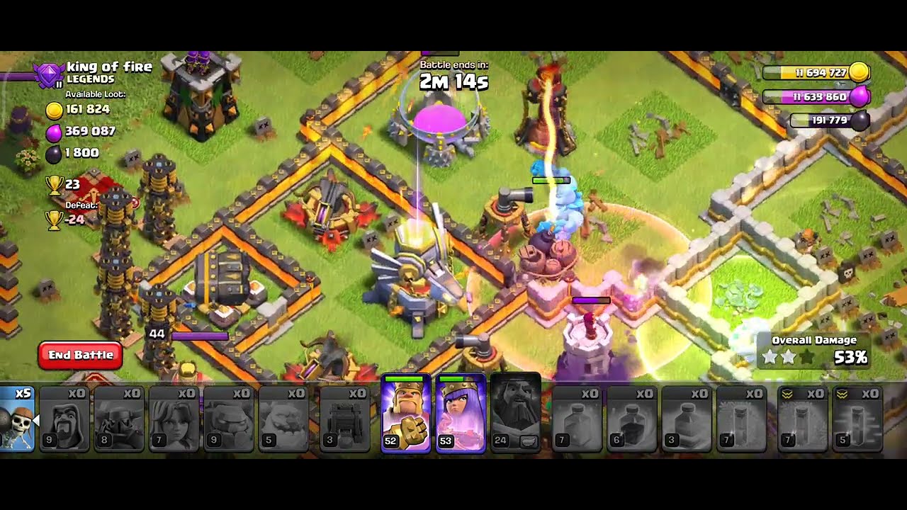 GOD Level Attack with Golem, Wizard , Pekka and Valkyrie ! - Clash of ...