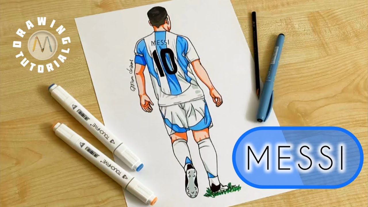 How to draw Messi Argentina Copa America final / How to draw a soccer ...