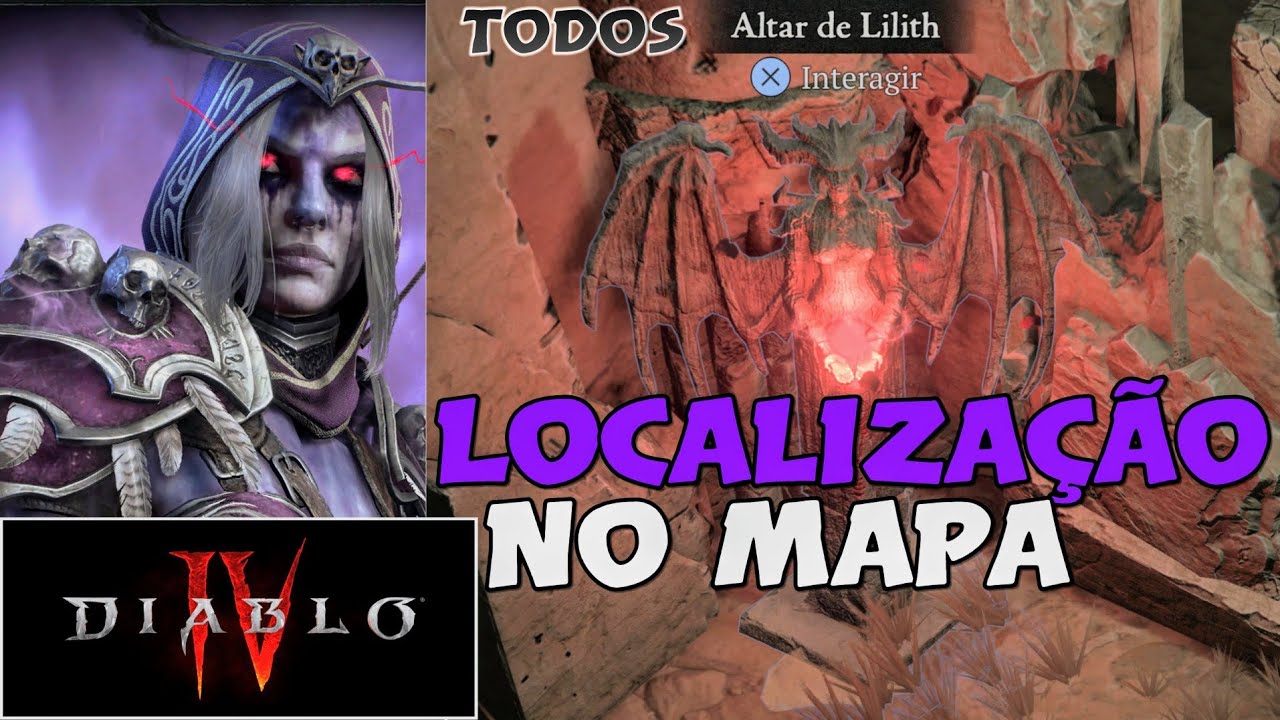 Diablo 4 - Todos Altares de Lilith localização no Mapa - YouTube