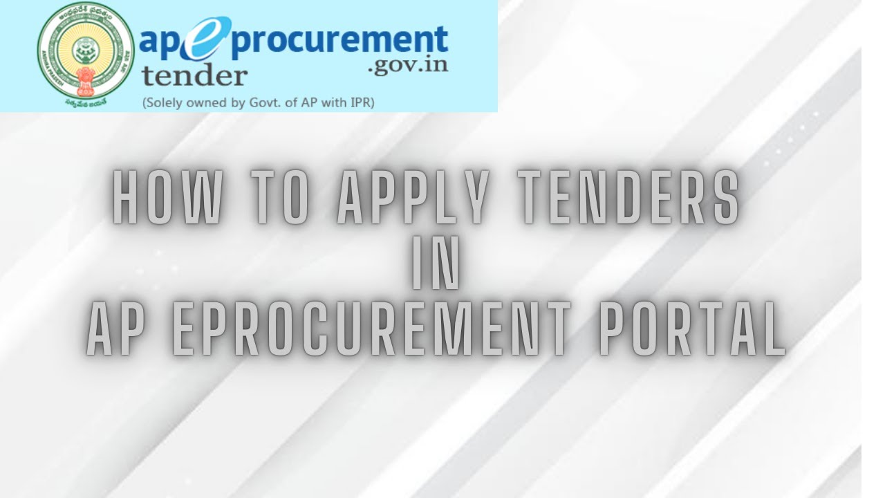 HOW TO APPLY TENDERS IN AP E PROCUREMENT ..!! - YouTube