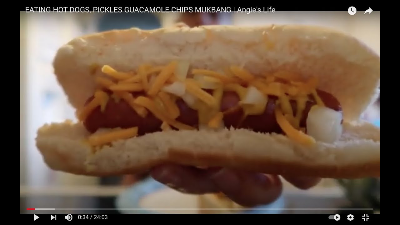 EATING HOT DOGS, PICKLES GUACAMOLE CHIPS MUKBANG | Angie's Life - YouTube