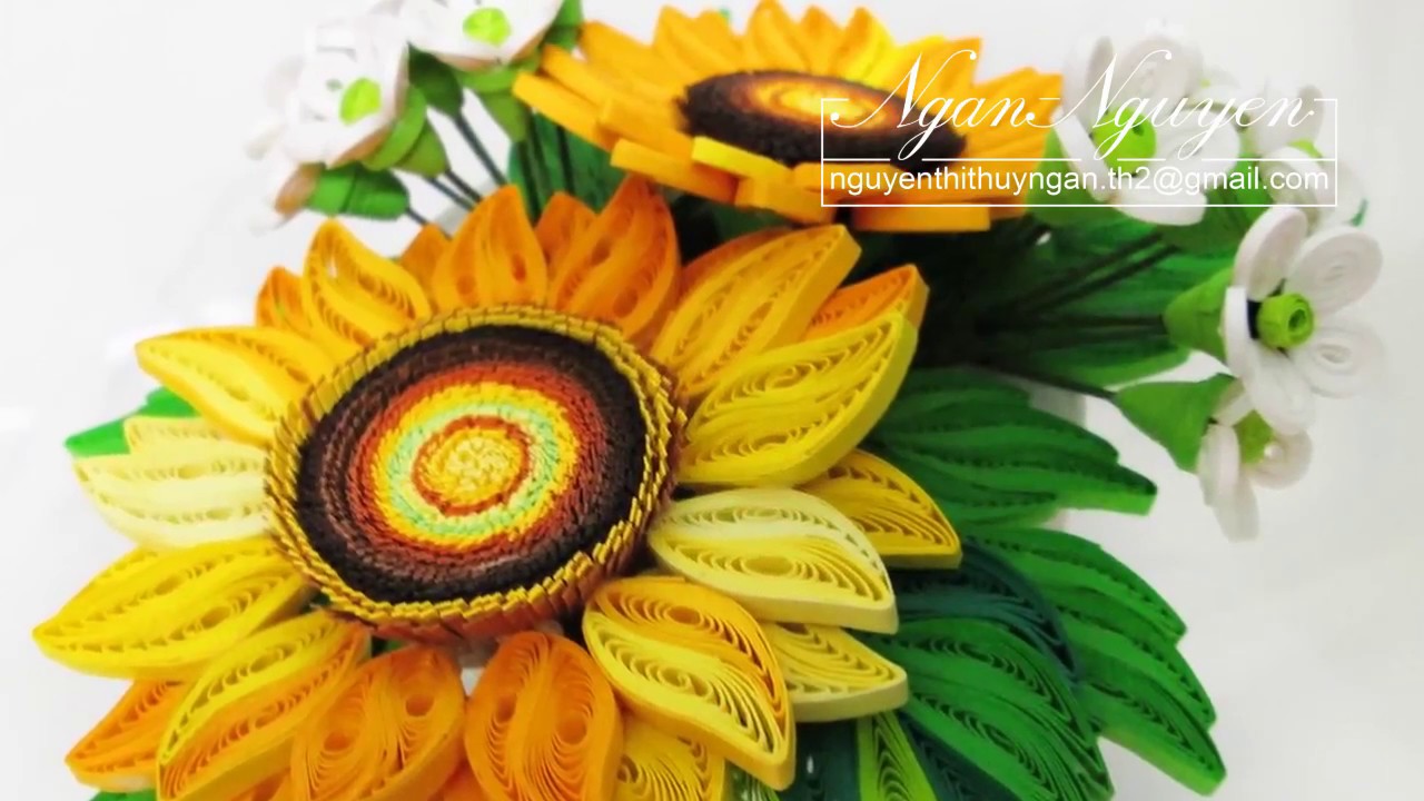 DIY - Quilling Sunflower 3D - Flower-Paper Art - YouTube