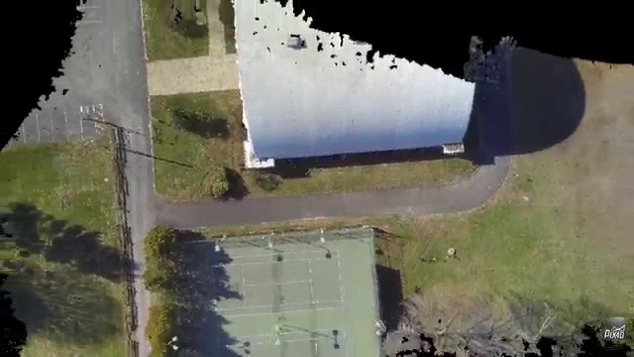 Clark field house render. Aerial mapping test - YouTube