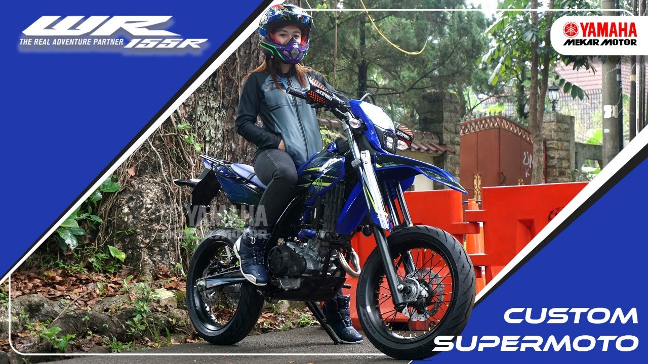 WANITA JUGA BISA TAMPIL BEDA! YAMAHA WR155 CUSTOM SUPERMOTO - YouTube