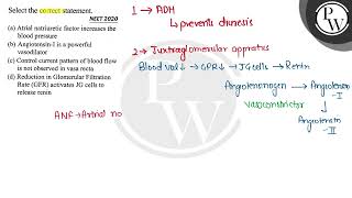 Select the correct statement. NEET 2020 (a) Atrial natriuretic fact...